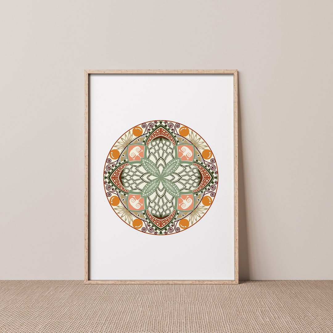 Honeycomb Circle Mandala Art Printable Wall Art for Bohemian Living ...