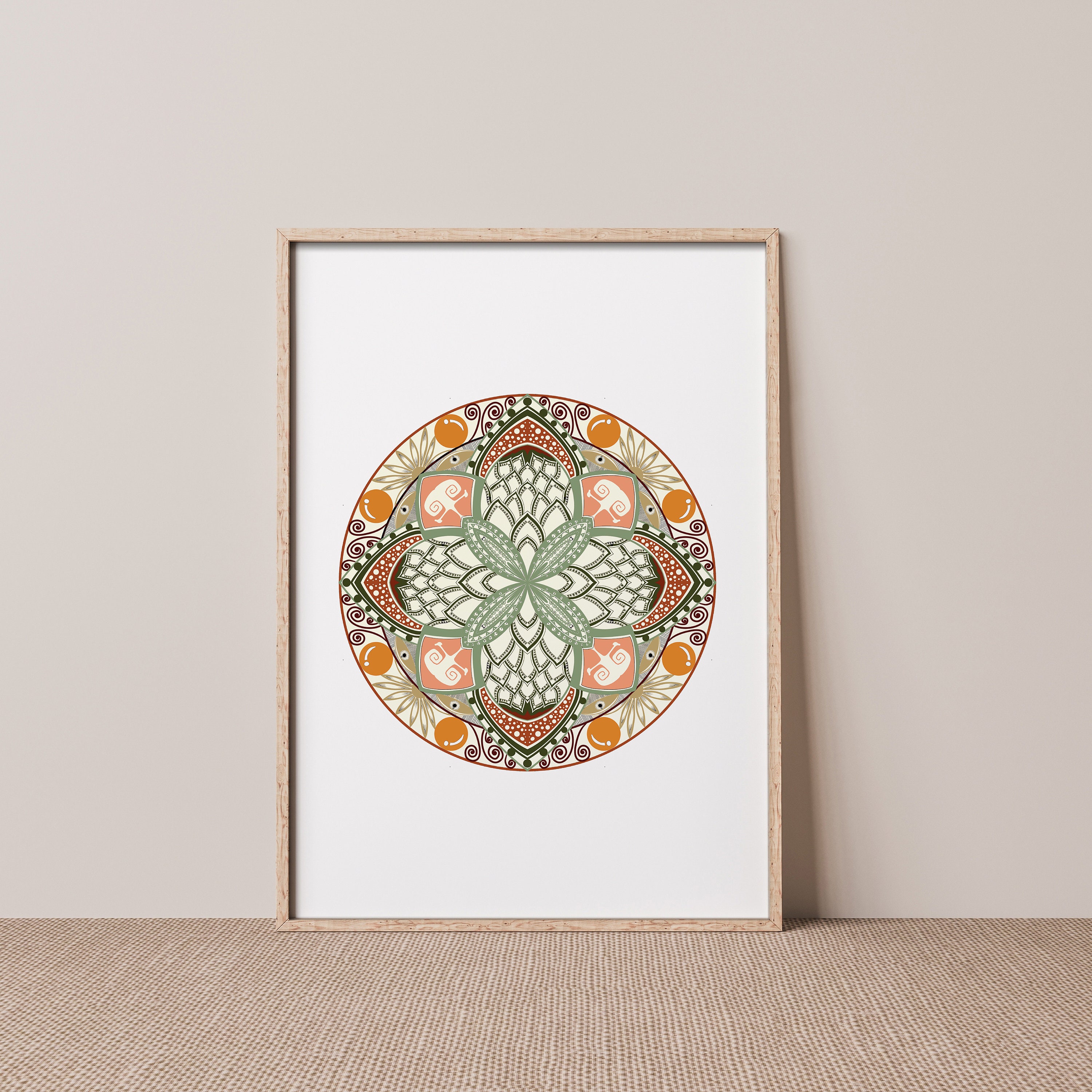 Honeycomb Circle Mandala Art Printable Wall Art for Bohemian Living ...