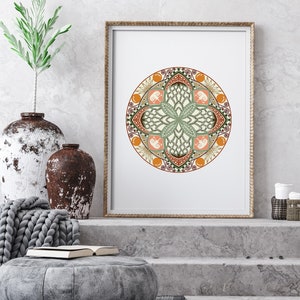 Honeycomb Circle Mandala Art Printable Wall Art for Bohemian Living ...