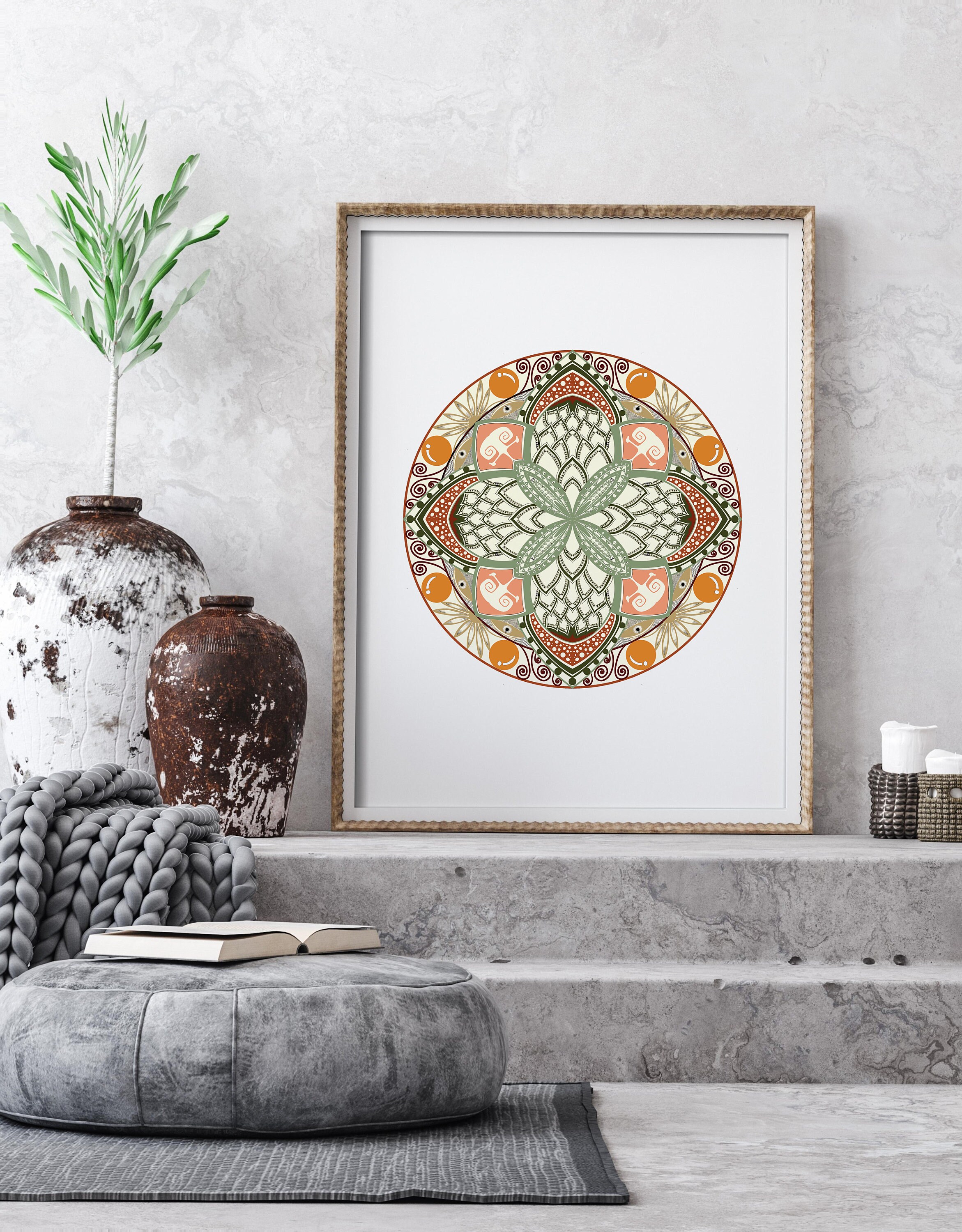 Honeycomb Circle Mandala Art Printable Wall Art for Bohemian Living ...