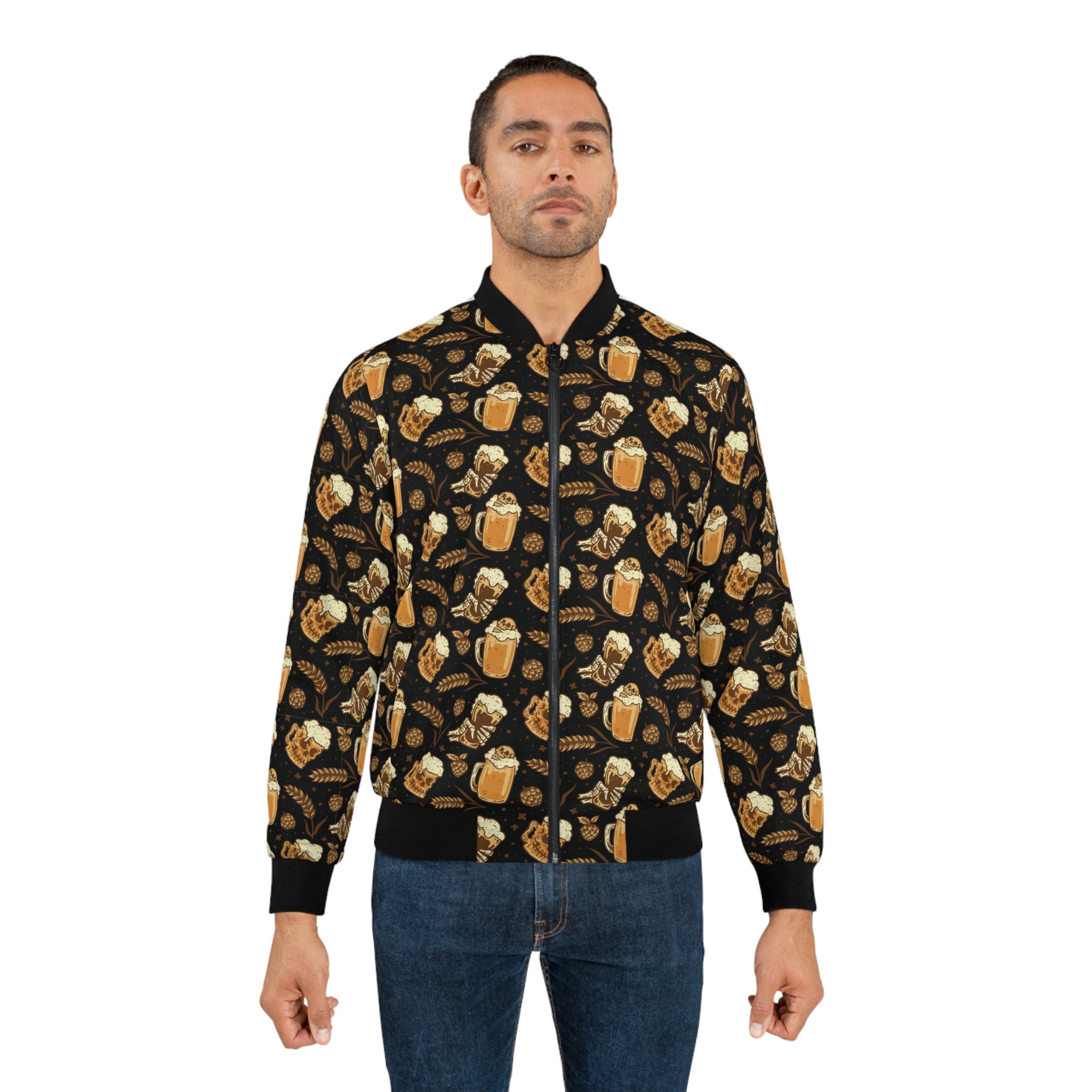 Skull Craft Beer Bomber Jacket, Halloween Gift, Beer Festival Clothing ...
