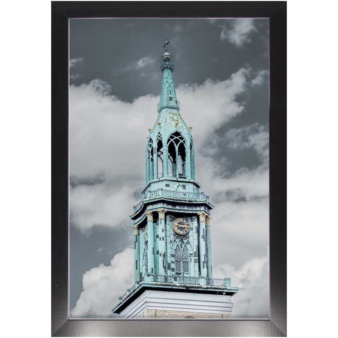 Bargain Frames | Azure Church Steeple With Clock Berlin Germany ...