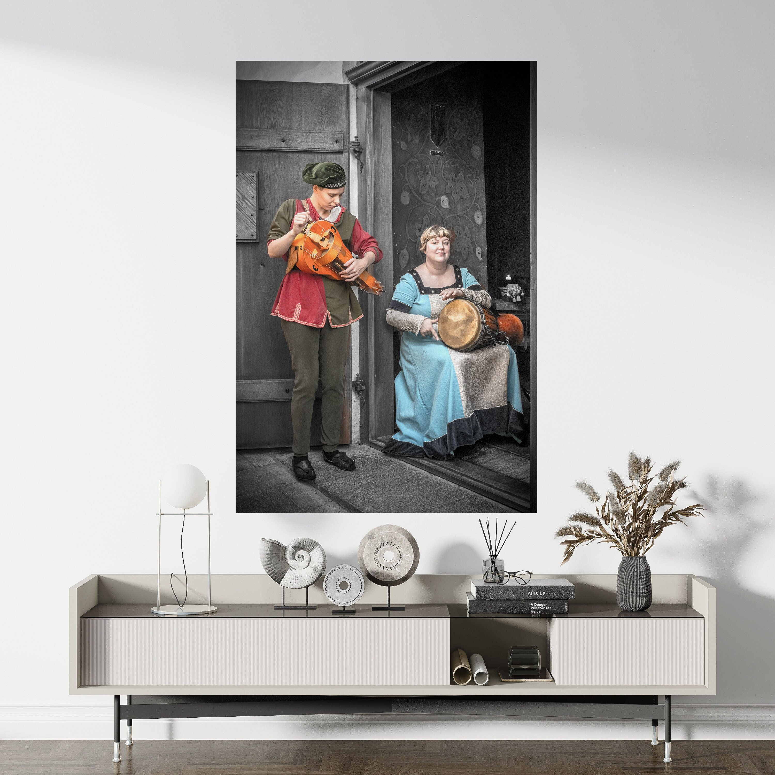 Women in Medieval Costume Playing Hurdy Gurdy and Drum - Etsy