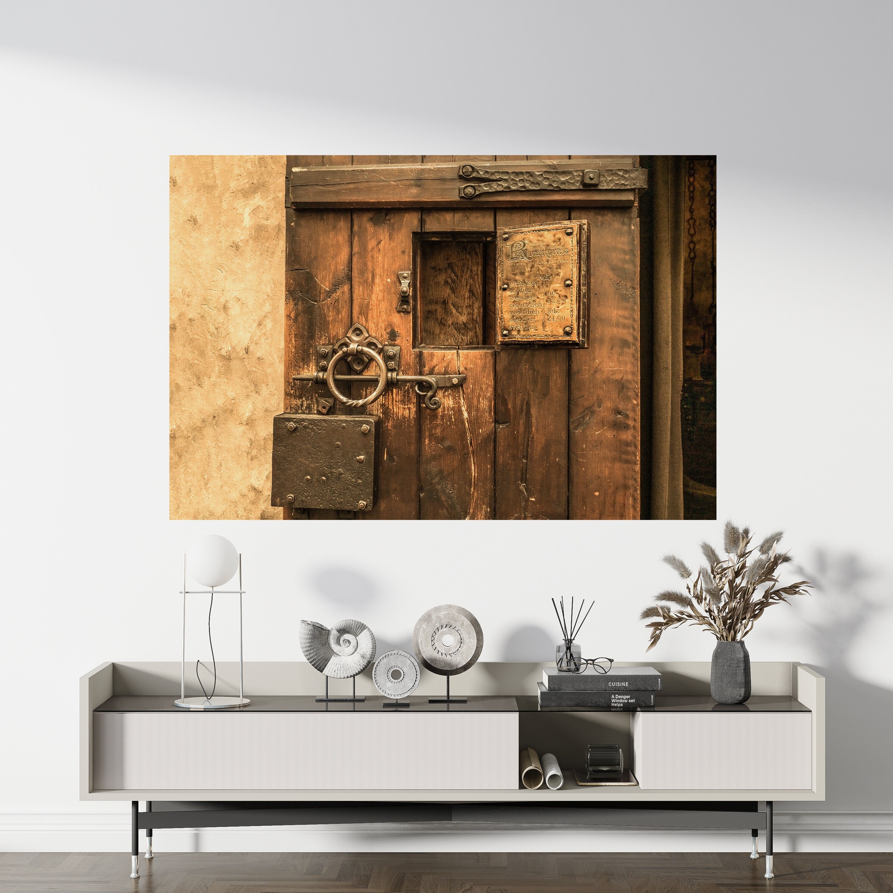 Medieval Brown Wooden Door With Brass Hatch and Iron Lock - Etsy