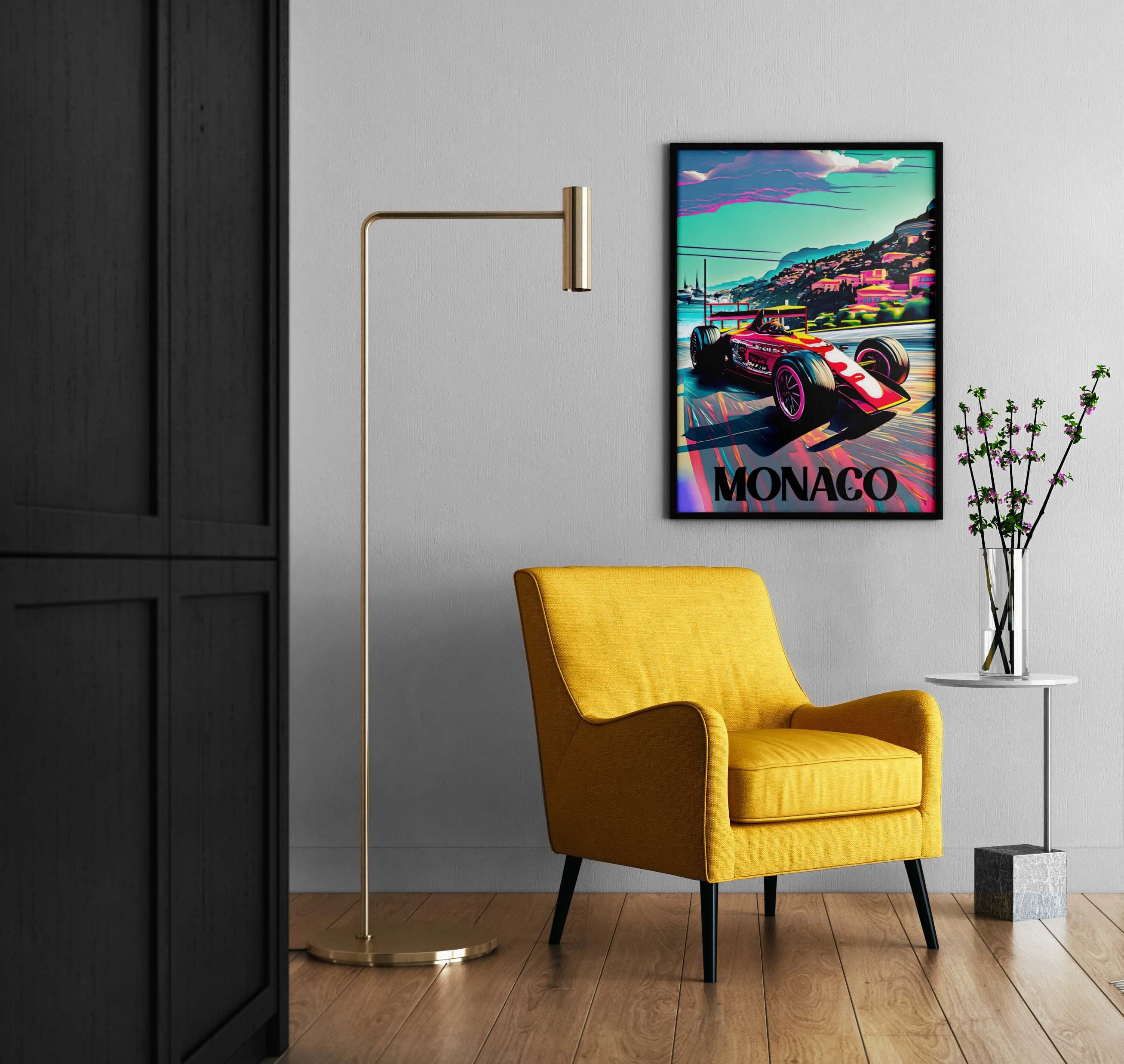 Racing Le Mans Monaco Formula 1 Retro Vintage Wall Art Deco Living Room ...