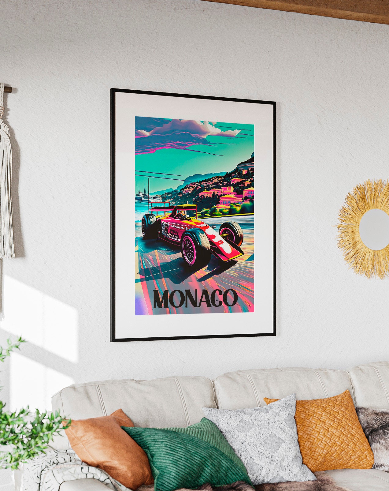 Racing Le Mans Monaco Formula 1 Retro Vintage Wall Art Deco Living Room ...