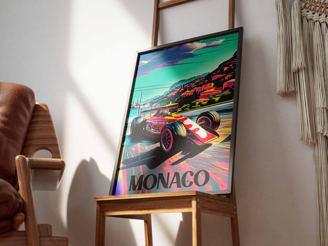 Racing Le Mans Monaco Formula 1 Retro Vintage Wall Art Deco Living Room ...