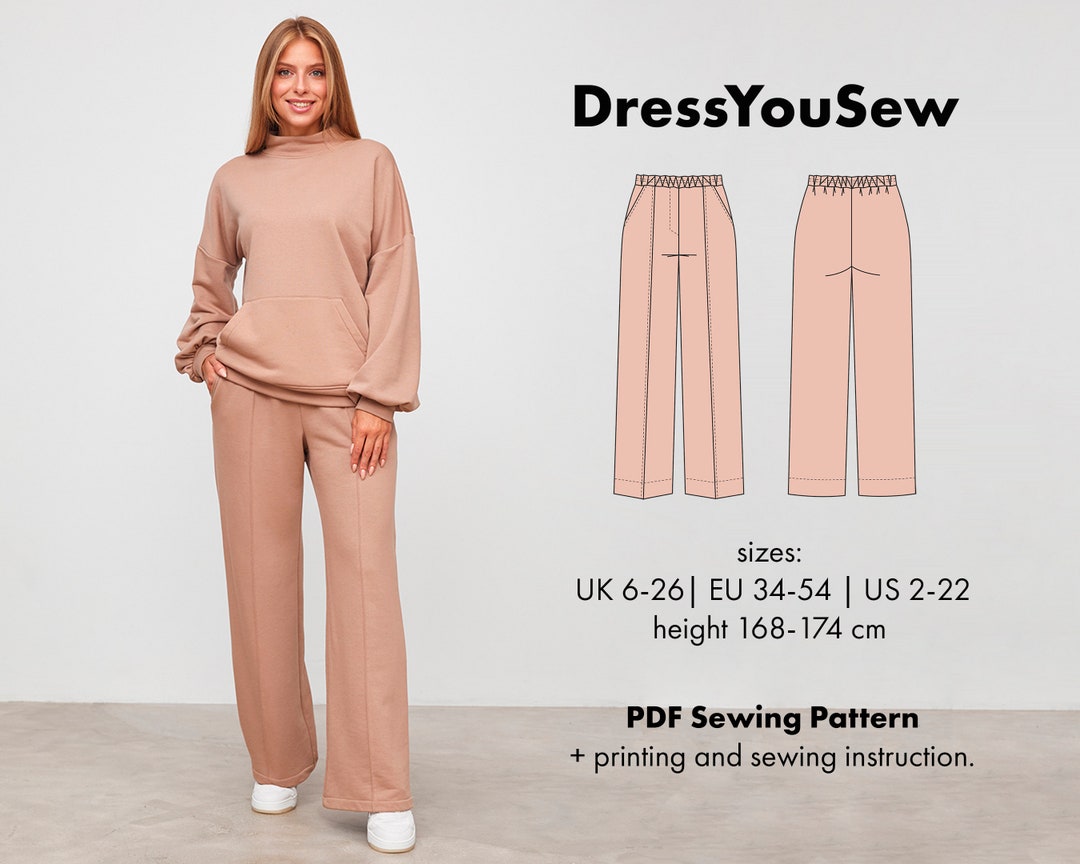 Women's Trousers Pattern, PDF Digital Sewing Pattern, Sizes UK6-26 ...