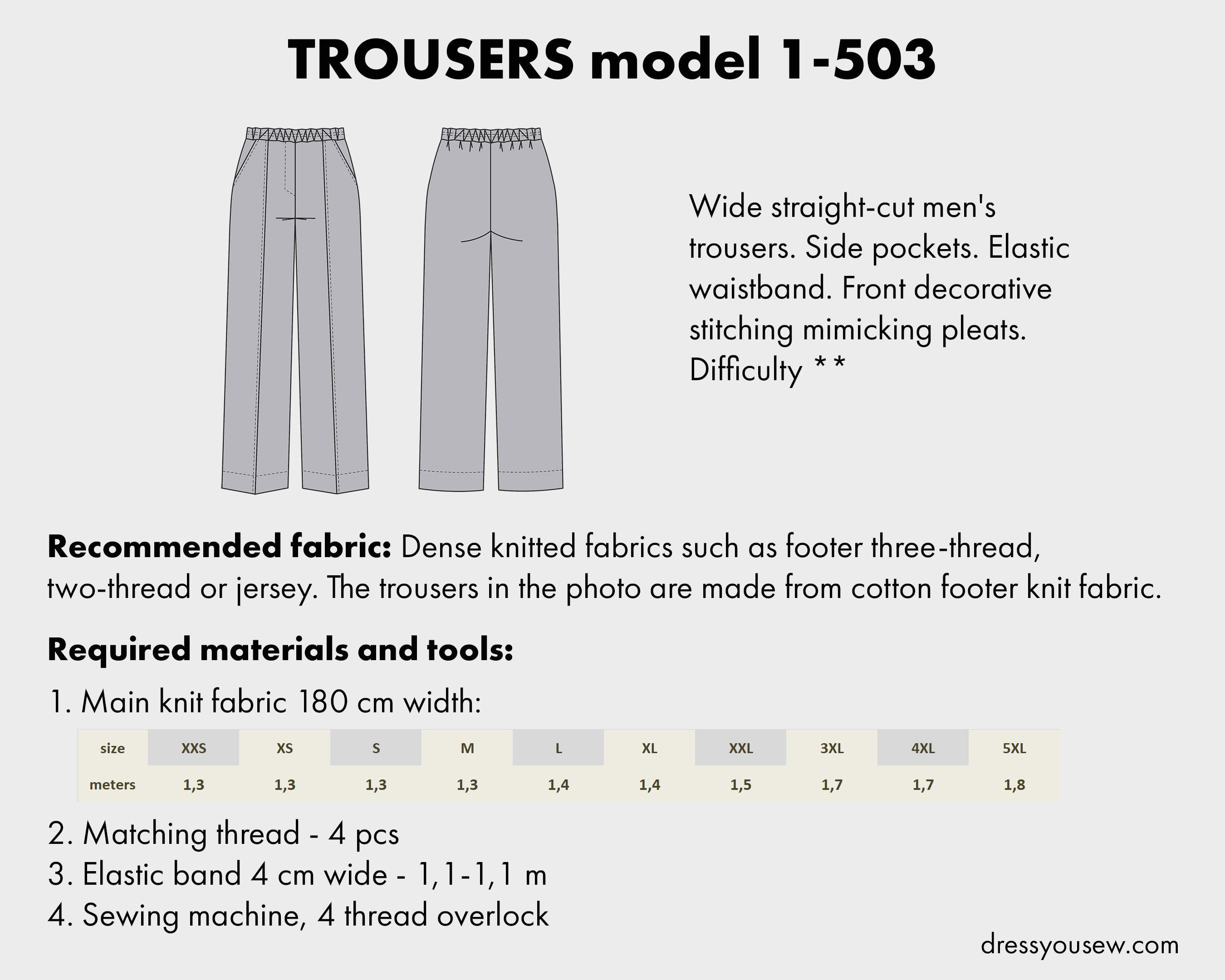 Men's Trousers Pattern, Wide Straight-cut Men's Trousers. Sewing ...