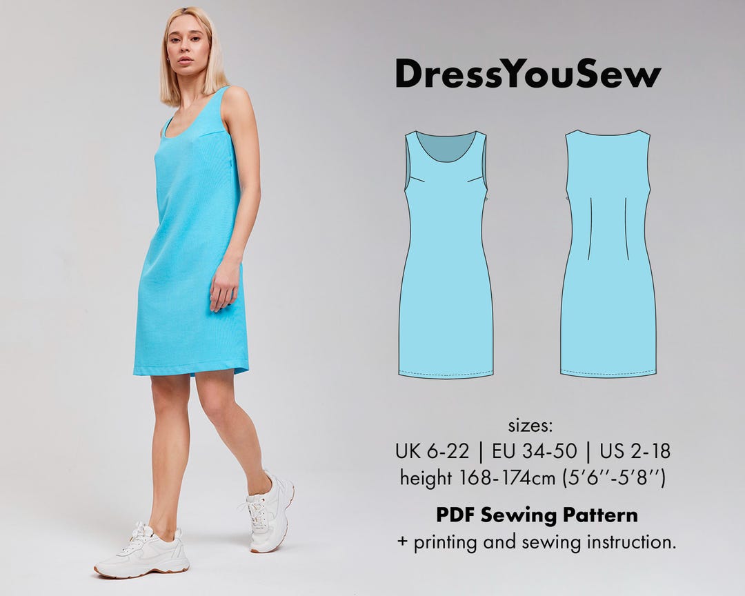 Patrón de vestido. Patrón digital en PDF para vestido ajustado sin ...