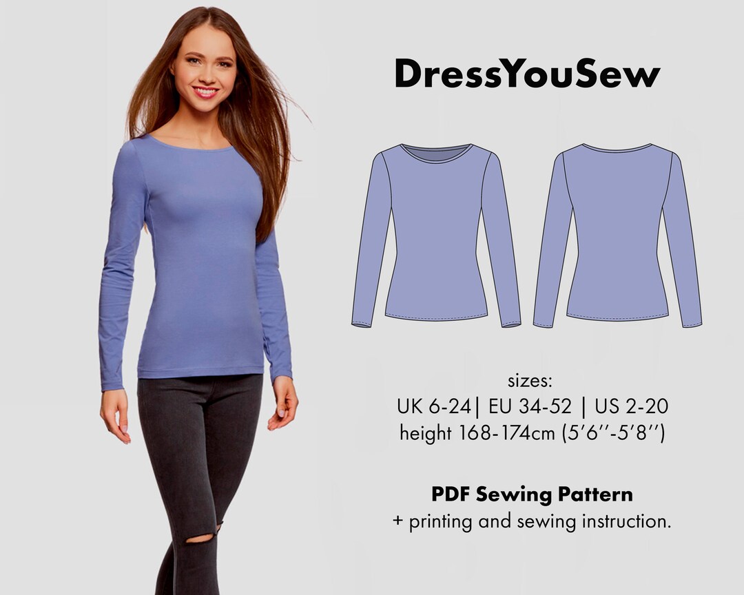 Long-sleeve Pattern. Classic Fitted Long-sleeve Sewing Digital PDF ...