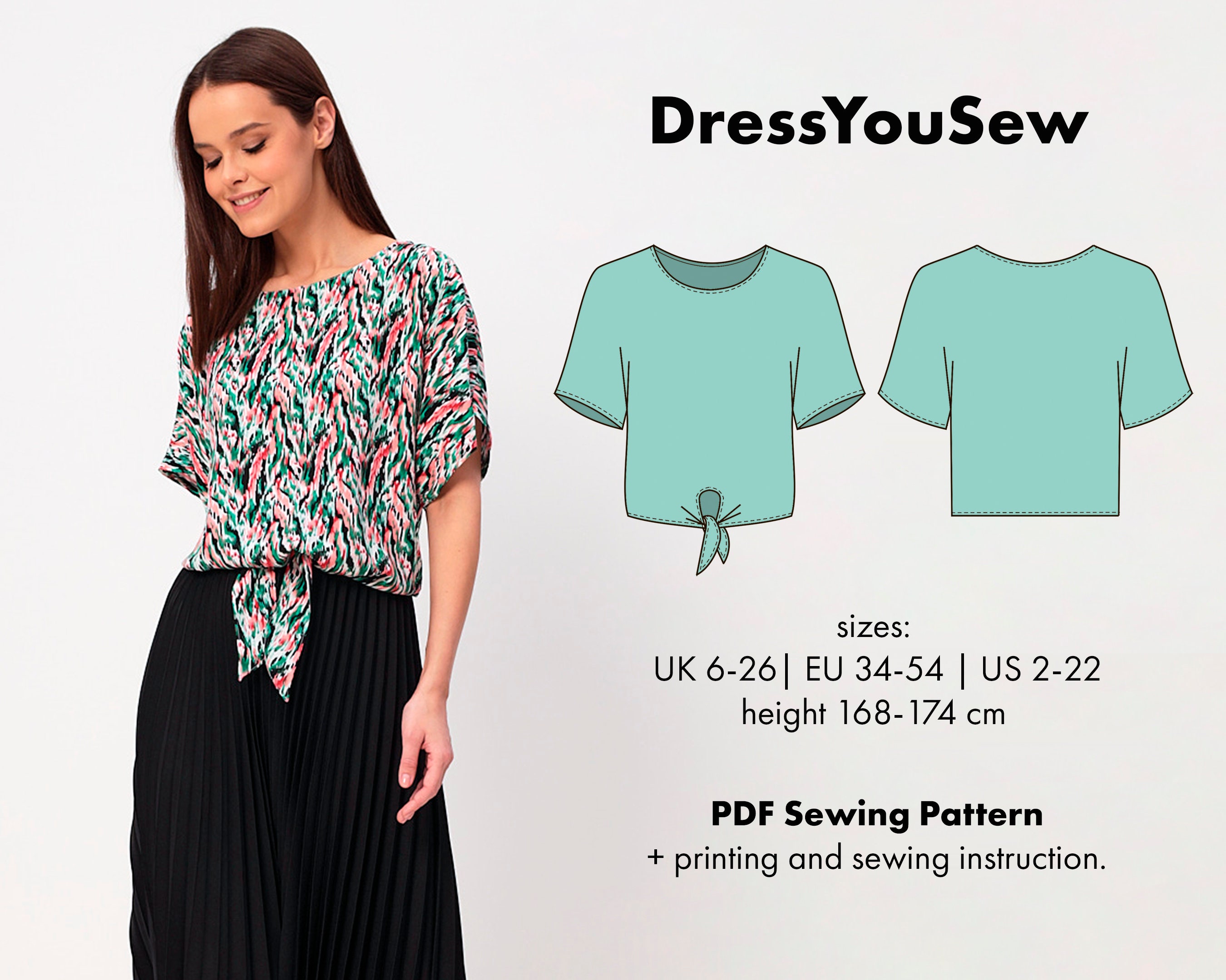 Women's Blouse Pattern. Basic Blouse a Round Neckline Sewing Digital ...