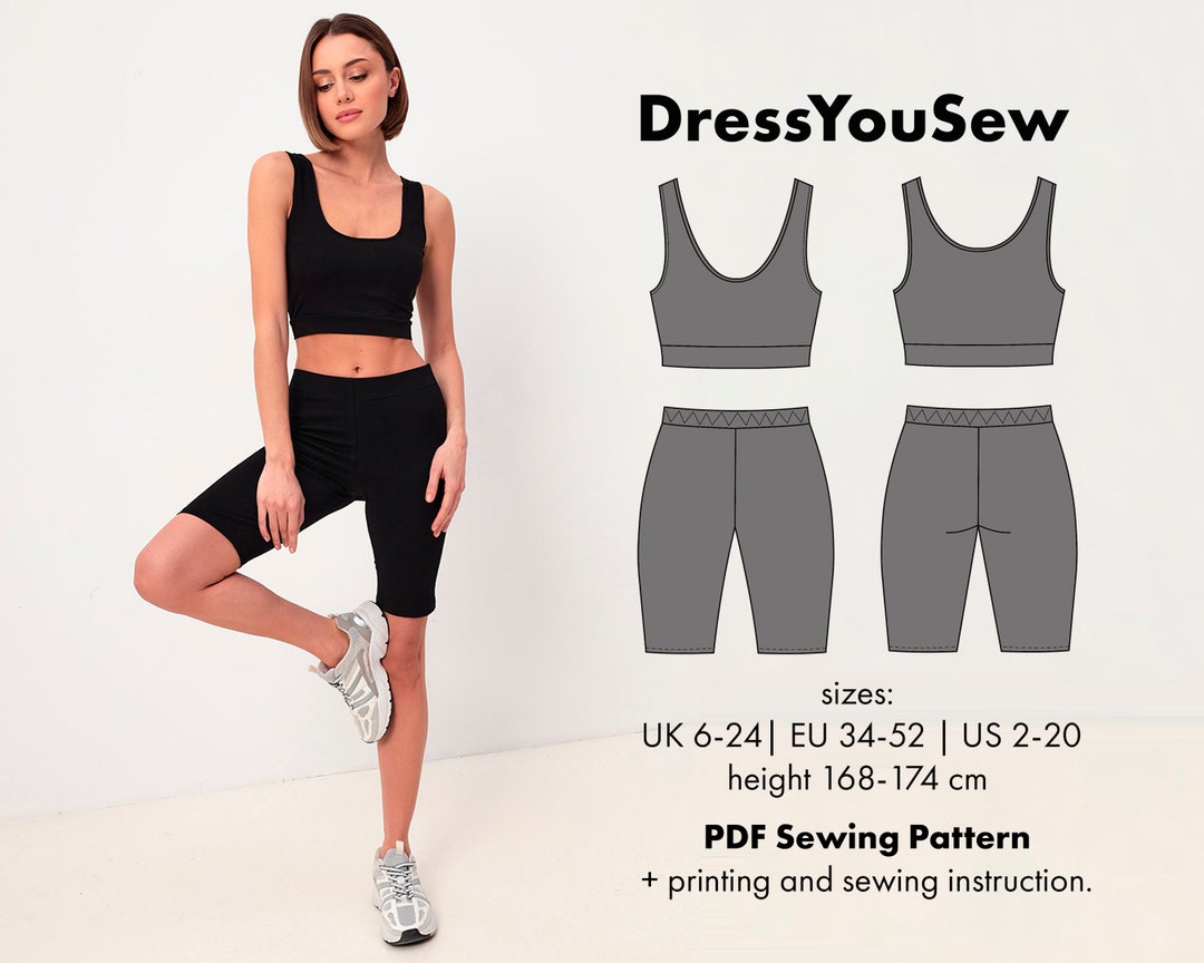Sports Set Pattern. Sport Top and Cycling Shorts Sewing Digital PDF ...