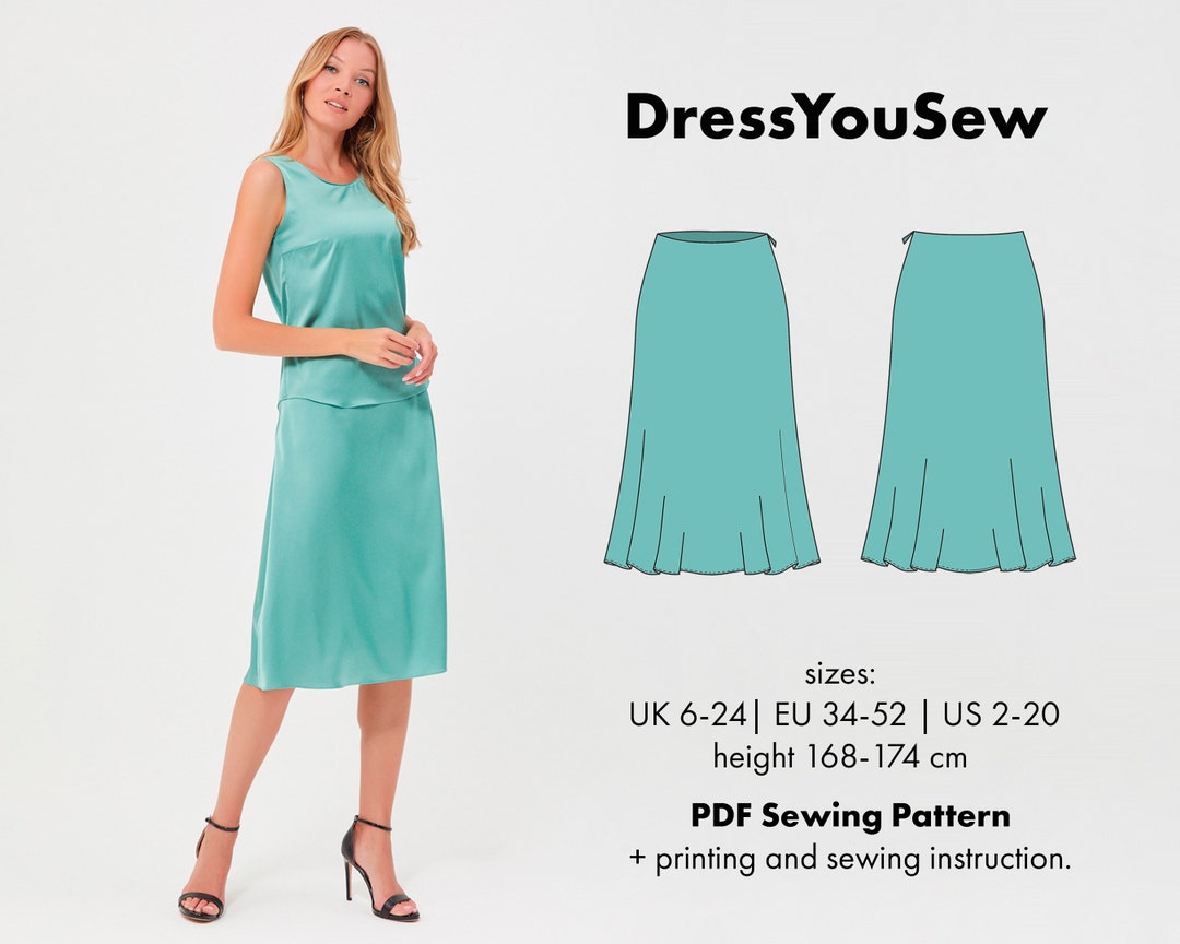 Skirt Pattern. Womens Bell-shaped Skirt, Sewing Digital PDF Pattern ...