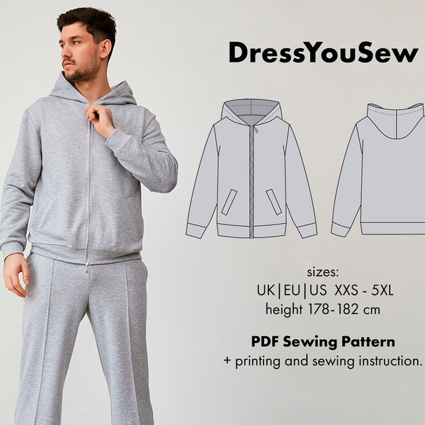 Mens Hoodie Sewing Pattern - Etsy