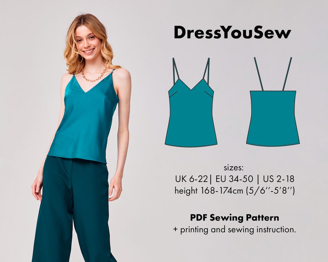 Women's Top Pattern, Pdf Digital Sewing Pattern, Sizes UK6-22, EU34-50 ...