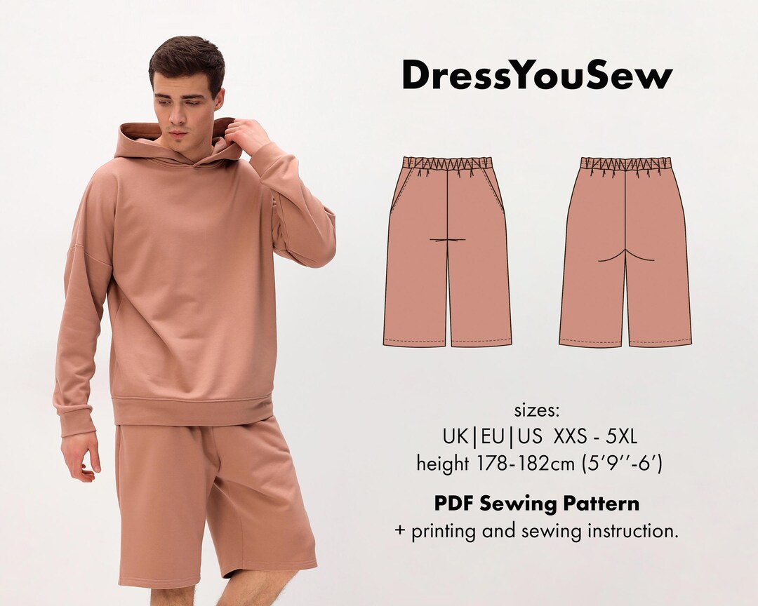 Men's Shorts Pattern, Wide Straight-cut Men's Shorts. Sewing Digital ...