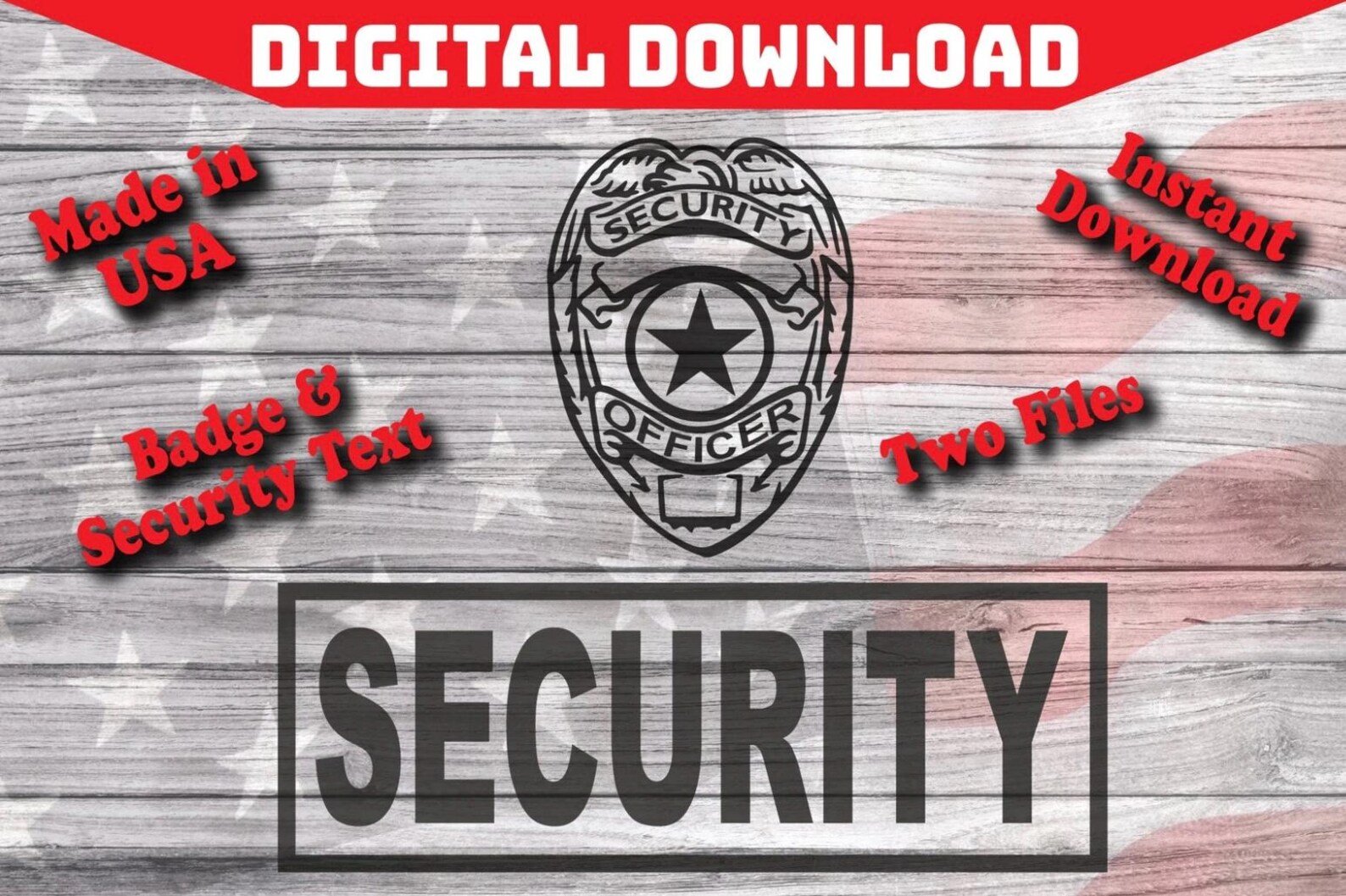 Security Officer Badge & Text Decal Set | Uniform Vinyl Decals (digital ...