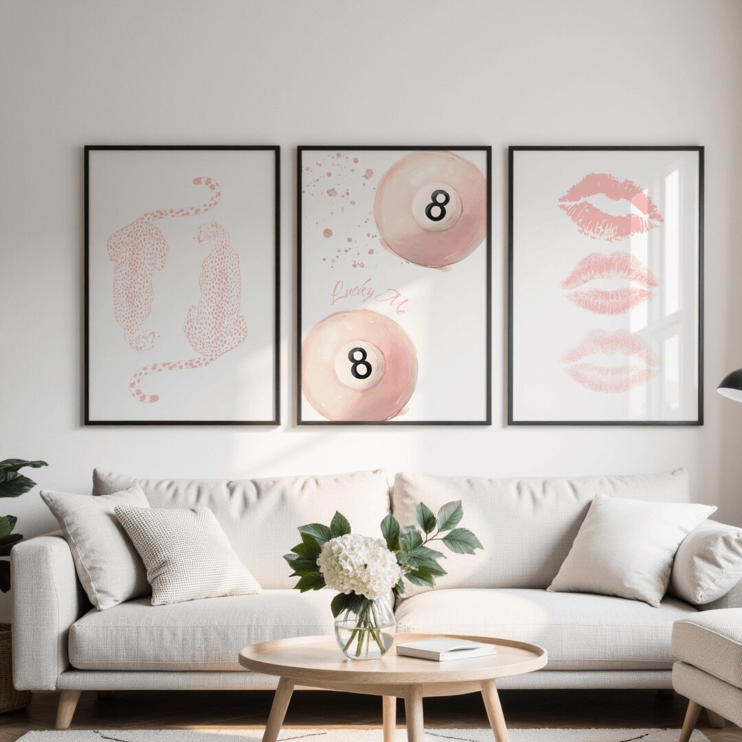 Y2k Pink Gallery Wall Art Set of 3, Y2k Apartment Decor, Girly Dormroom ...