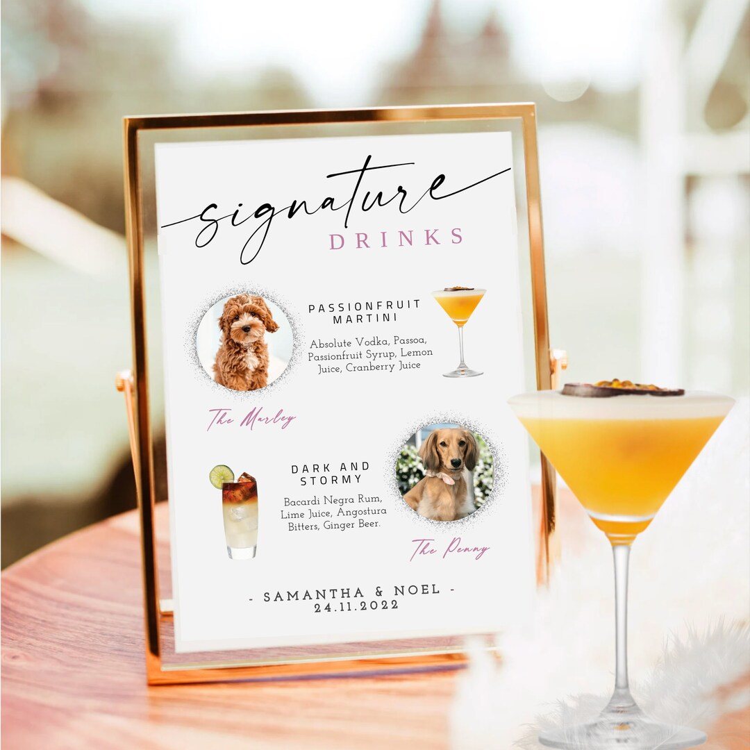 Dog Cocktail Sign | Dog Signature Drinks Sign | Pet Signature Cocktail ...