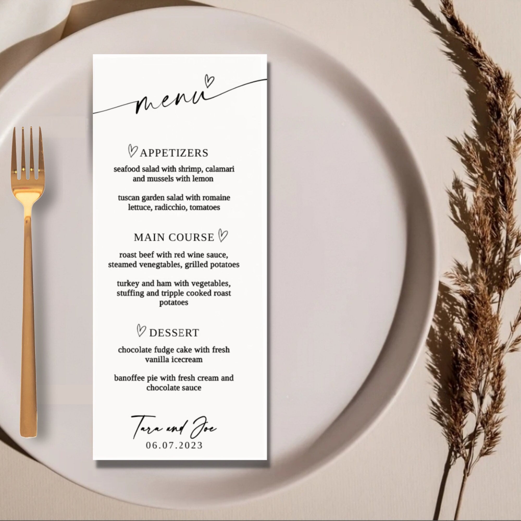 Wedding Menu Template Wedding Buffet Menu Minimalistic Menu - Etsy UK
