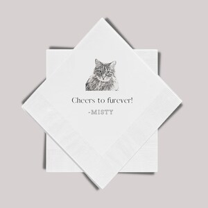 Custom Cat Cocktail Napkins • Personalized Cat Wedding Napkins • Bridal ...