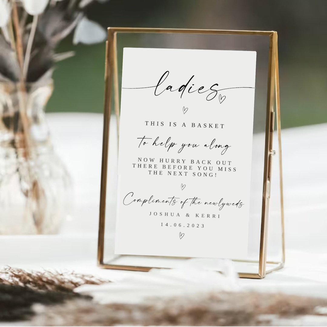 Ladies & Gents Wedding Bathroom Basket Sign, Modern Script (editable ...