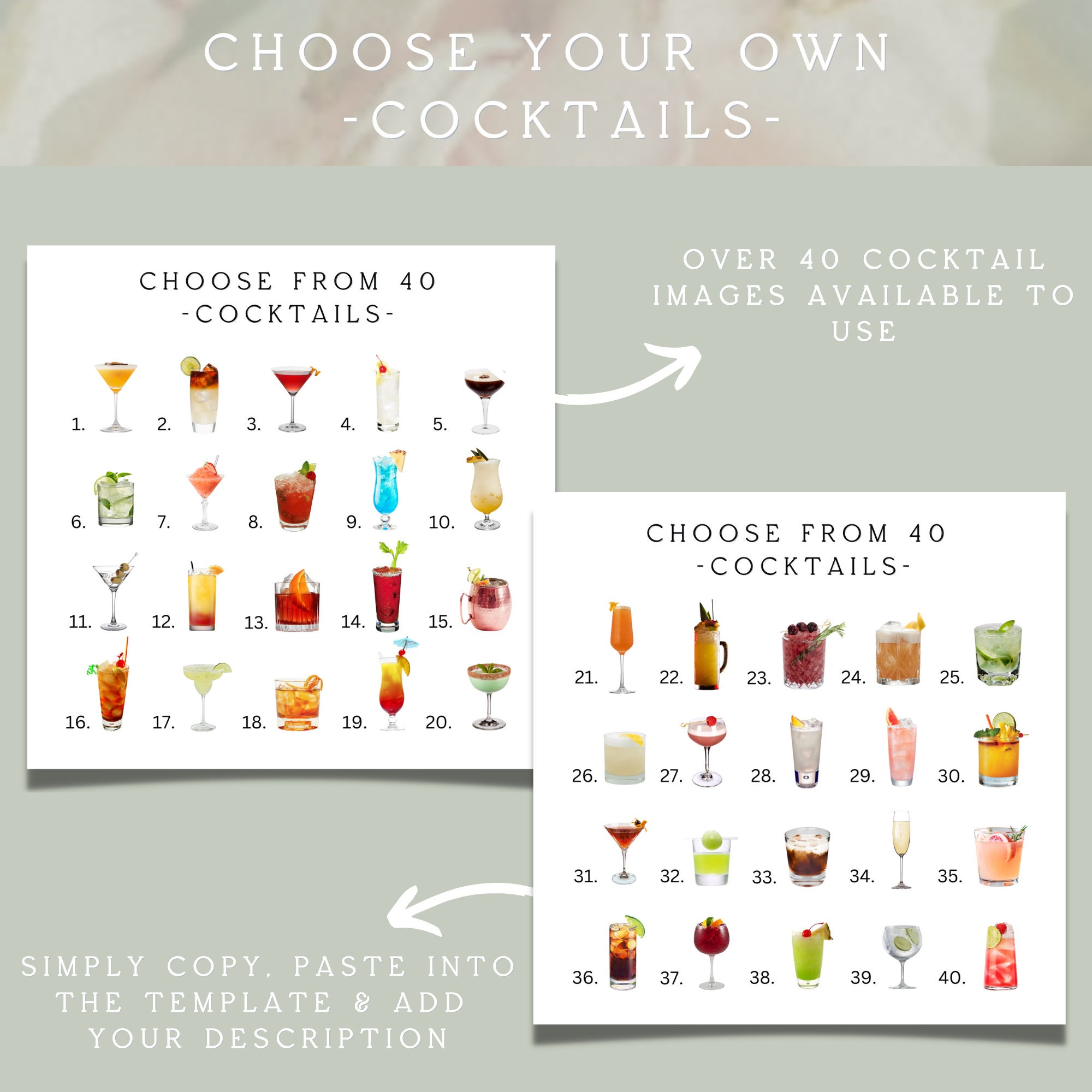 Signature Drinks Sign Template Editable Drinks Sign - Etsy