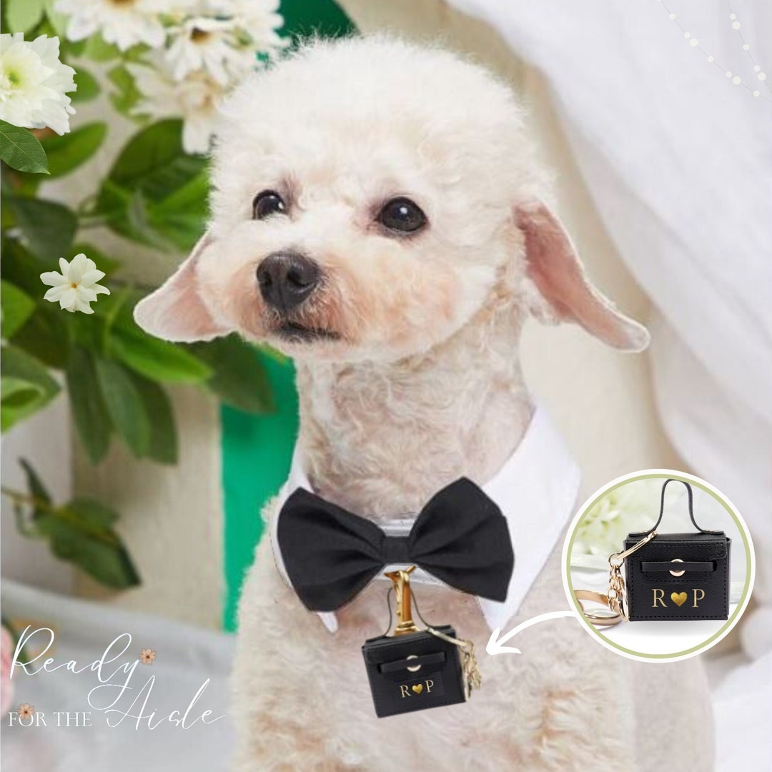 Personalized Dog Ring Bearer Pouch + Tuxedo Bow Tie Collar - Etsy