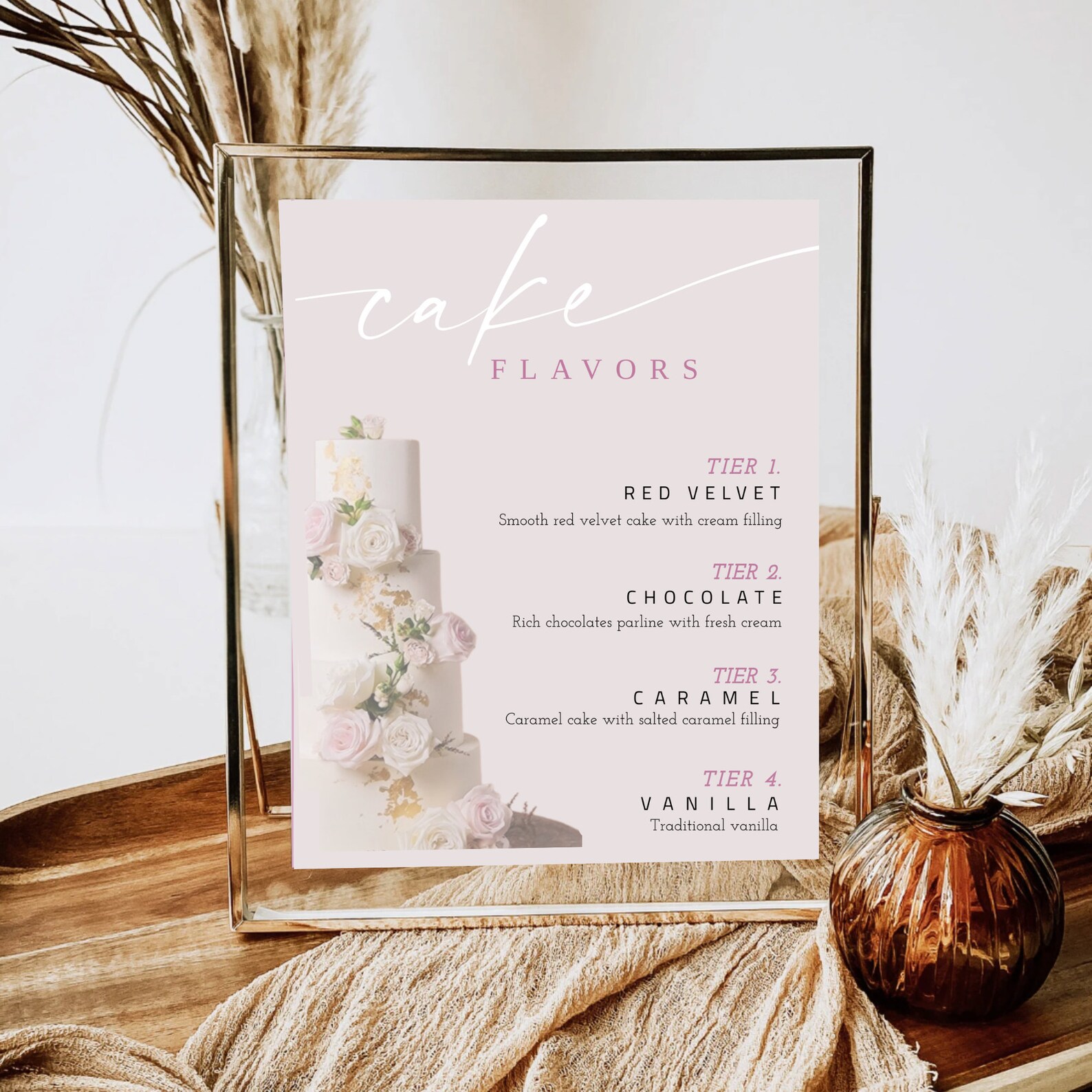 Cake Flavours Sign, Minimalist Desserts Sign, Printable Dessert Bar ...