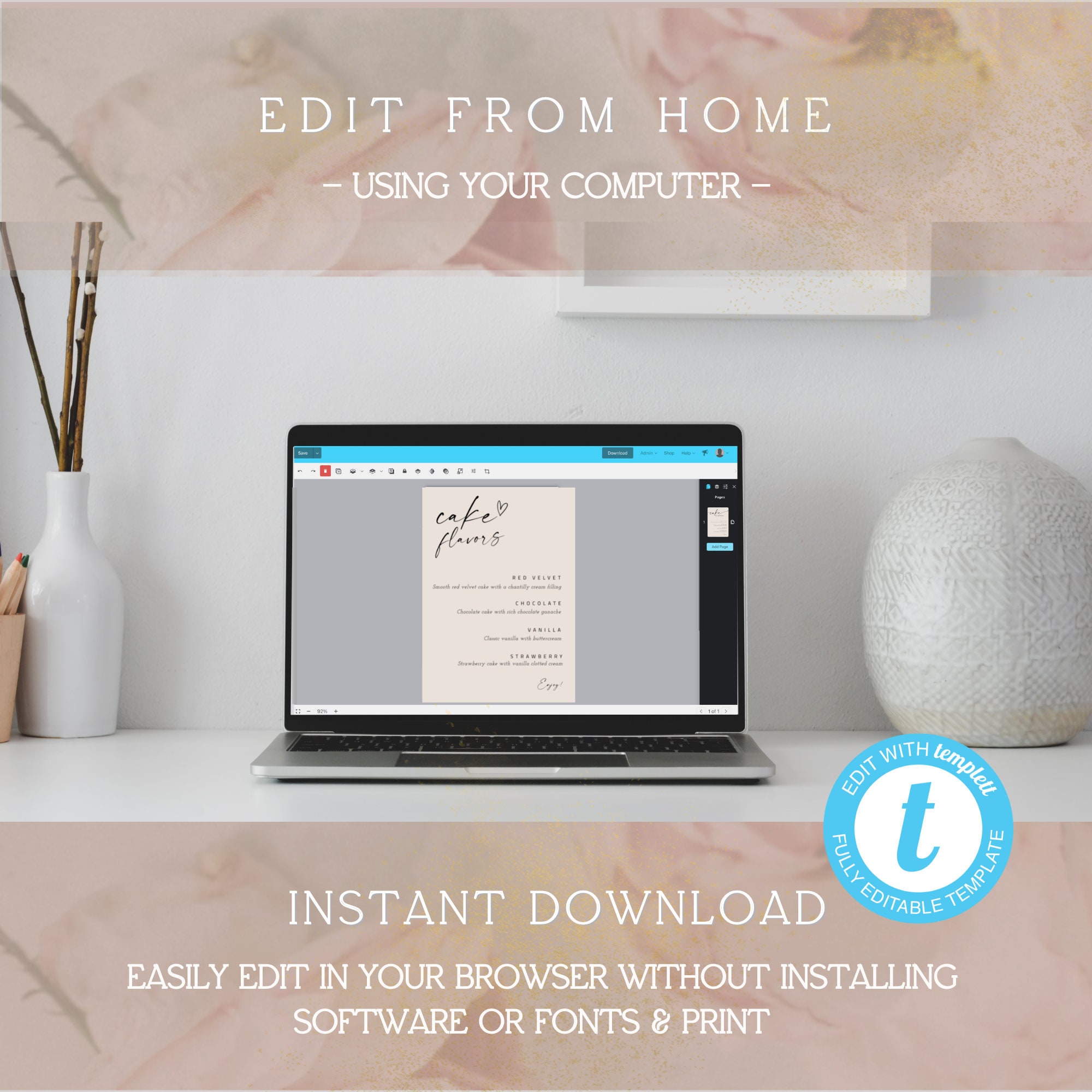Cake Flavors Sign Minimalist Desserts Sign Printable Dessert - Etsy