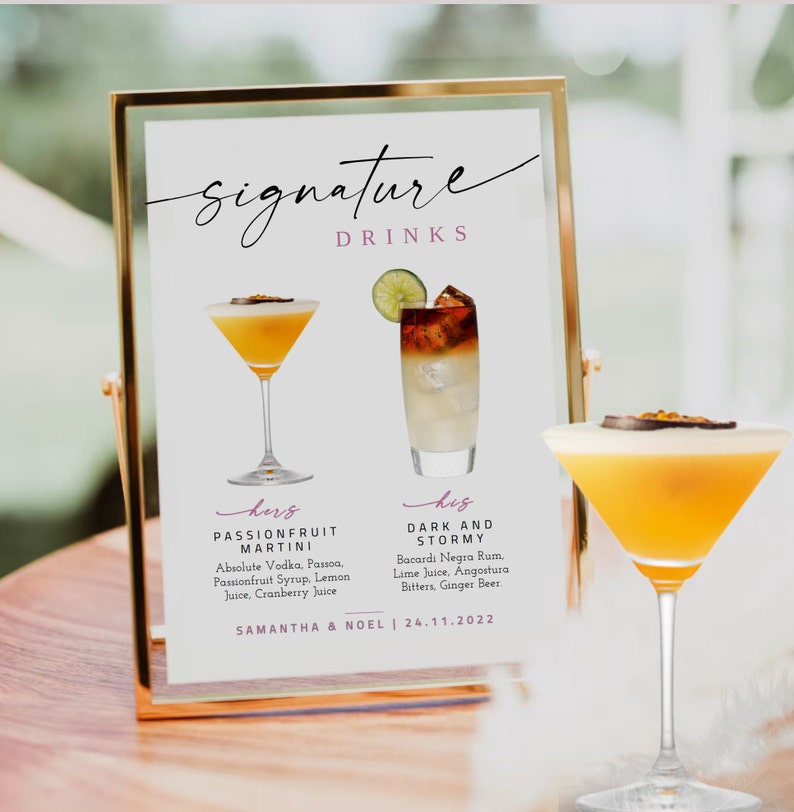 Signature Drinks Sign Template Editable Drinks Sign - Etsy
