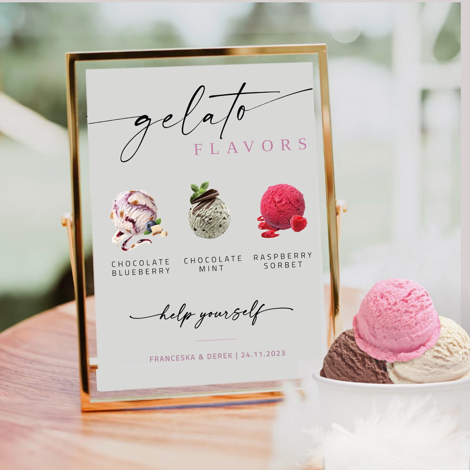 Ice Cream Bar Sign Template, Ice Cream Station Sign Printable, Modern ...