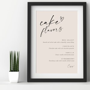 Cake Flavors Sign, Minimalist Desserts Sign, Printable Dessert Bar Sign ...
