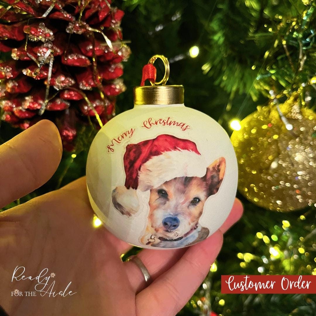 Pet Christmas Bauble | Personalised Dog Christmas Bauble Watercolour ...