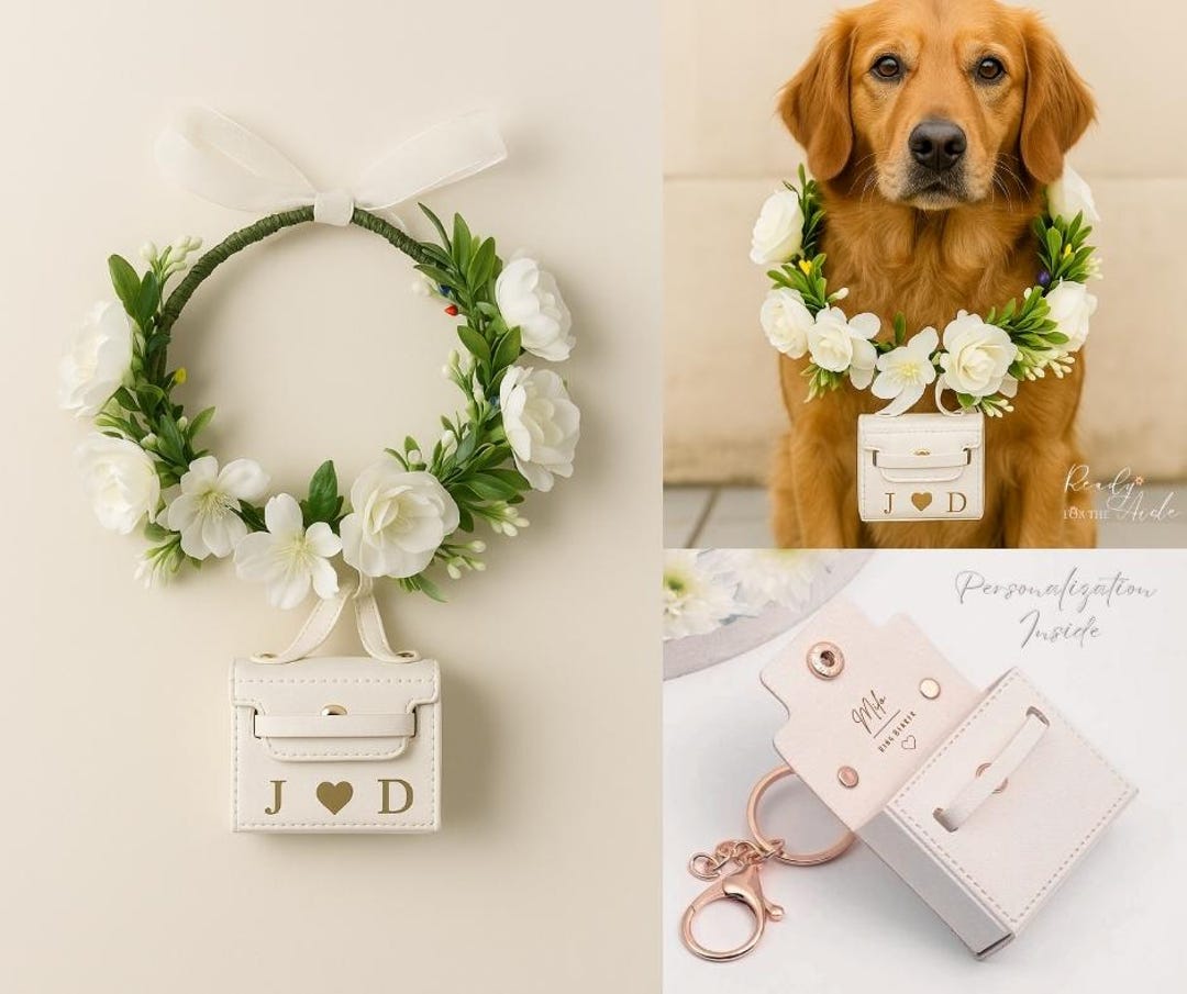Dog Flower Collar for Wedding With Ring Bearer Box | Dog Ring Bearer ...