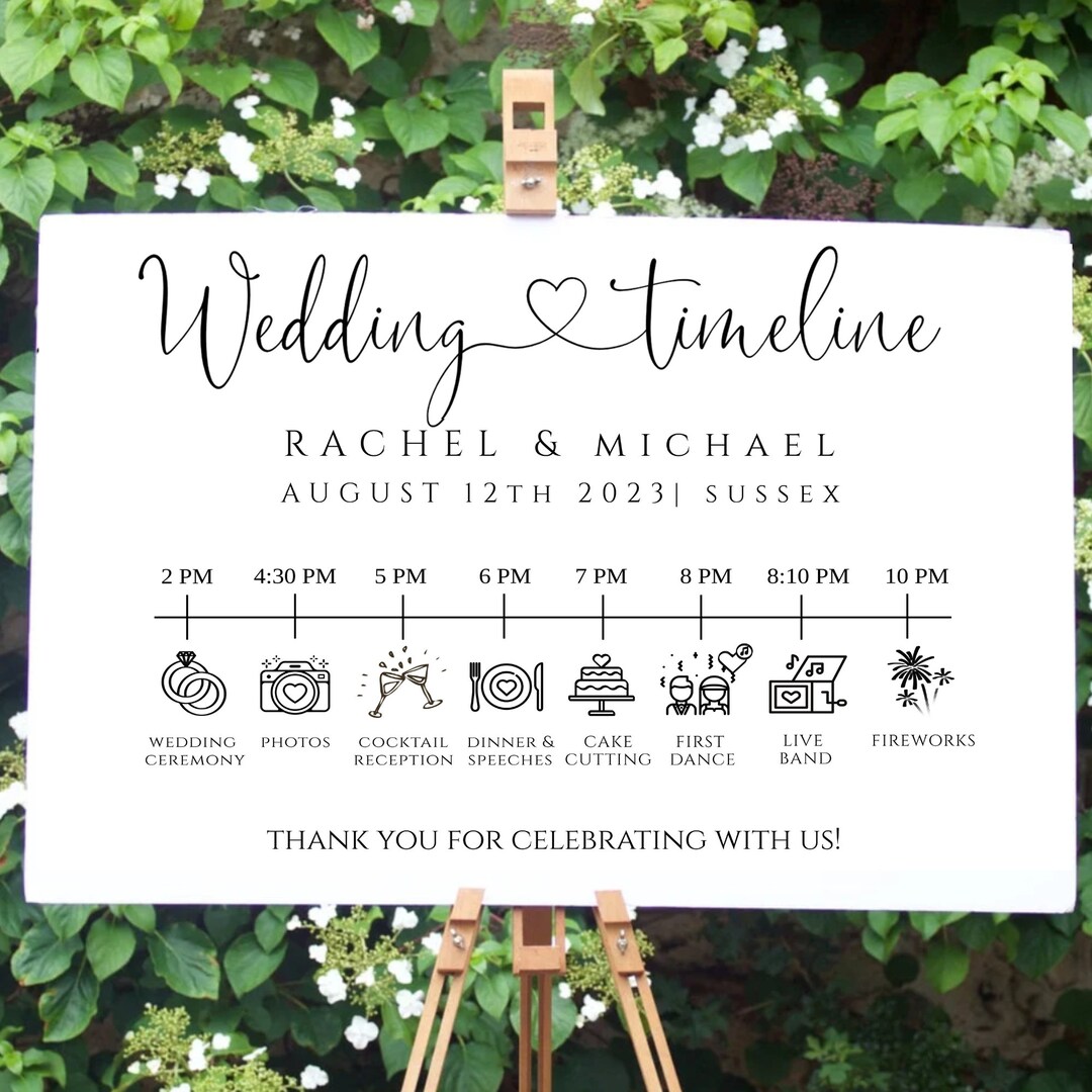 Personalized Wedding Timeline Sign, Order of Events (digital Download ...