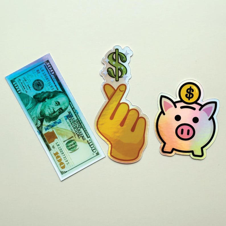 Money Manifesting Holographic Sticker Bundle (3 Holographic Vinyl ...