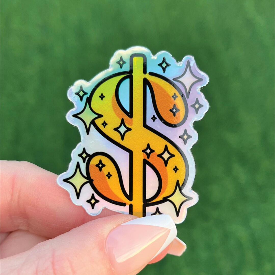 Holographic Dollar Sign Sticker - Etsy