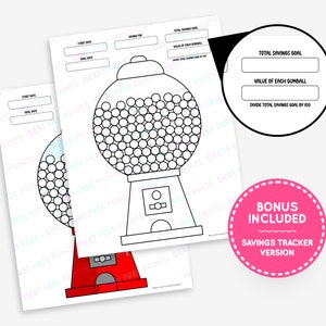 Gumball Machine Debt Tracker BONUS Savings Tracker Digital Download PDF ...