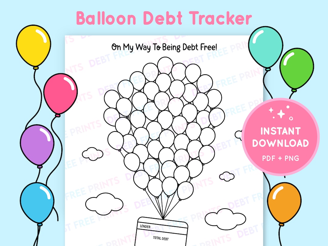 Balloon Credit Card Debt Tracker Digital Download PDF & PNG Printable ...
