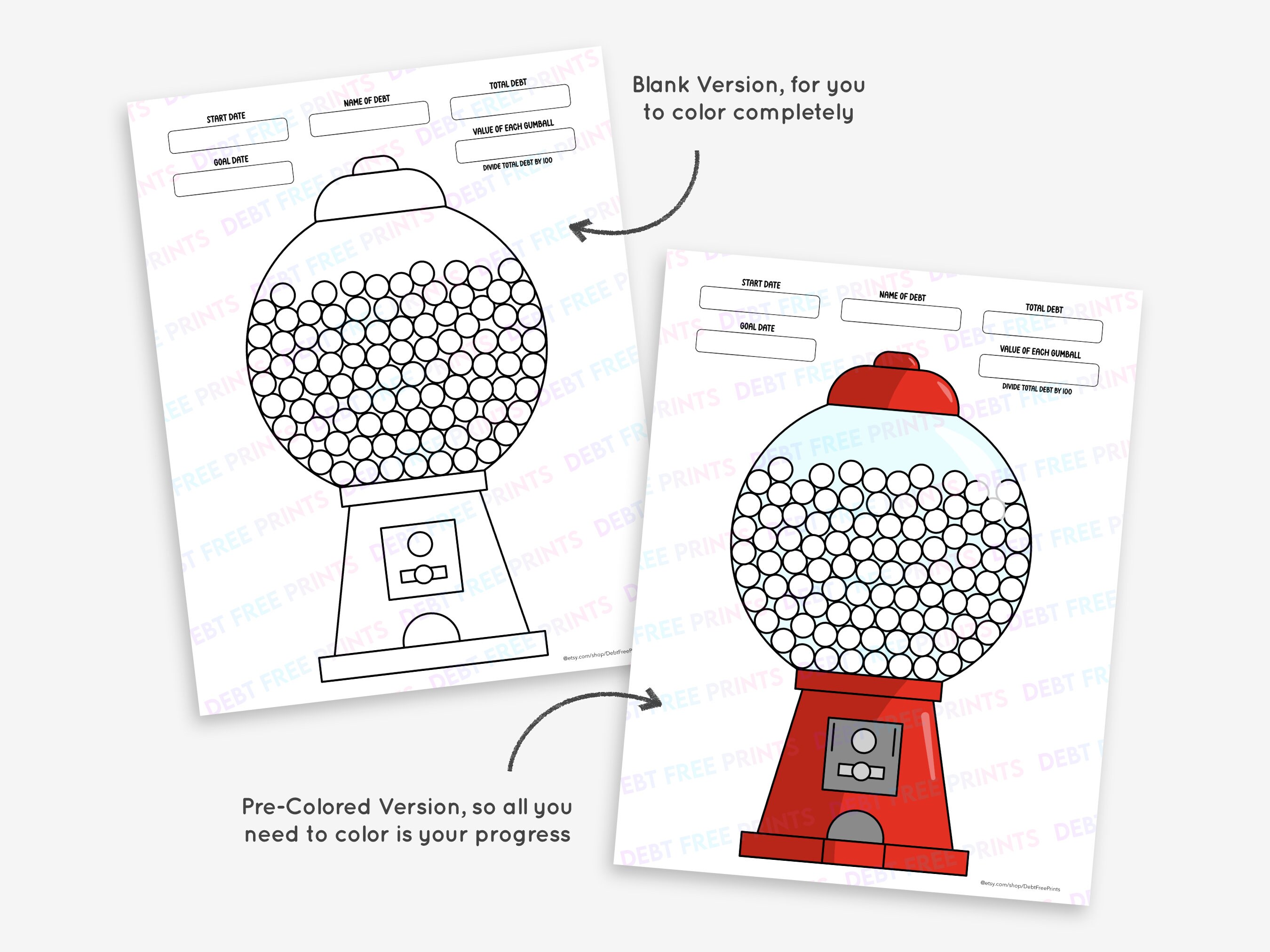 Gumball Machine Debt Tracker BONUS Savings Tracker Digital - Etsy