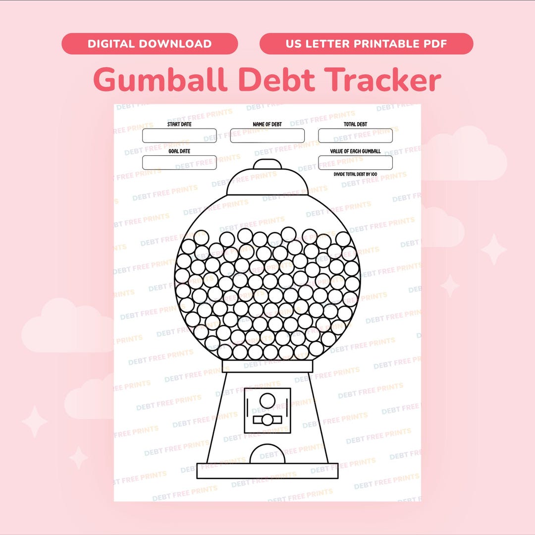 Gumball Machine Debt Tracker Printable, Debt Payoff Coloring Chart ...