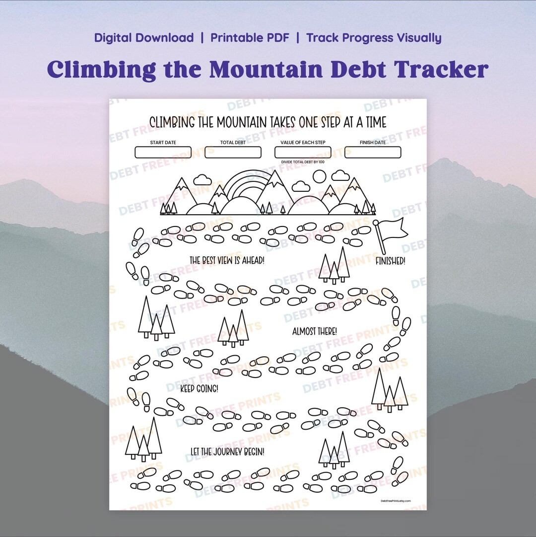 Mountain Debt Tracker Printable PDF, Track Your Debt Payoff Journey ...