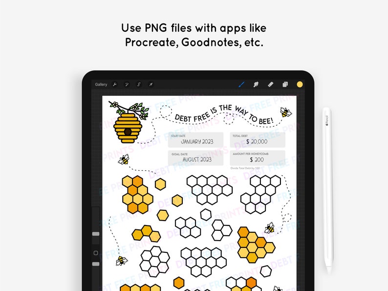 Honeycomb Bee Debt Tracker Digital Download PDF & PNG Printable - Etsy