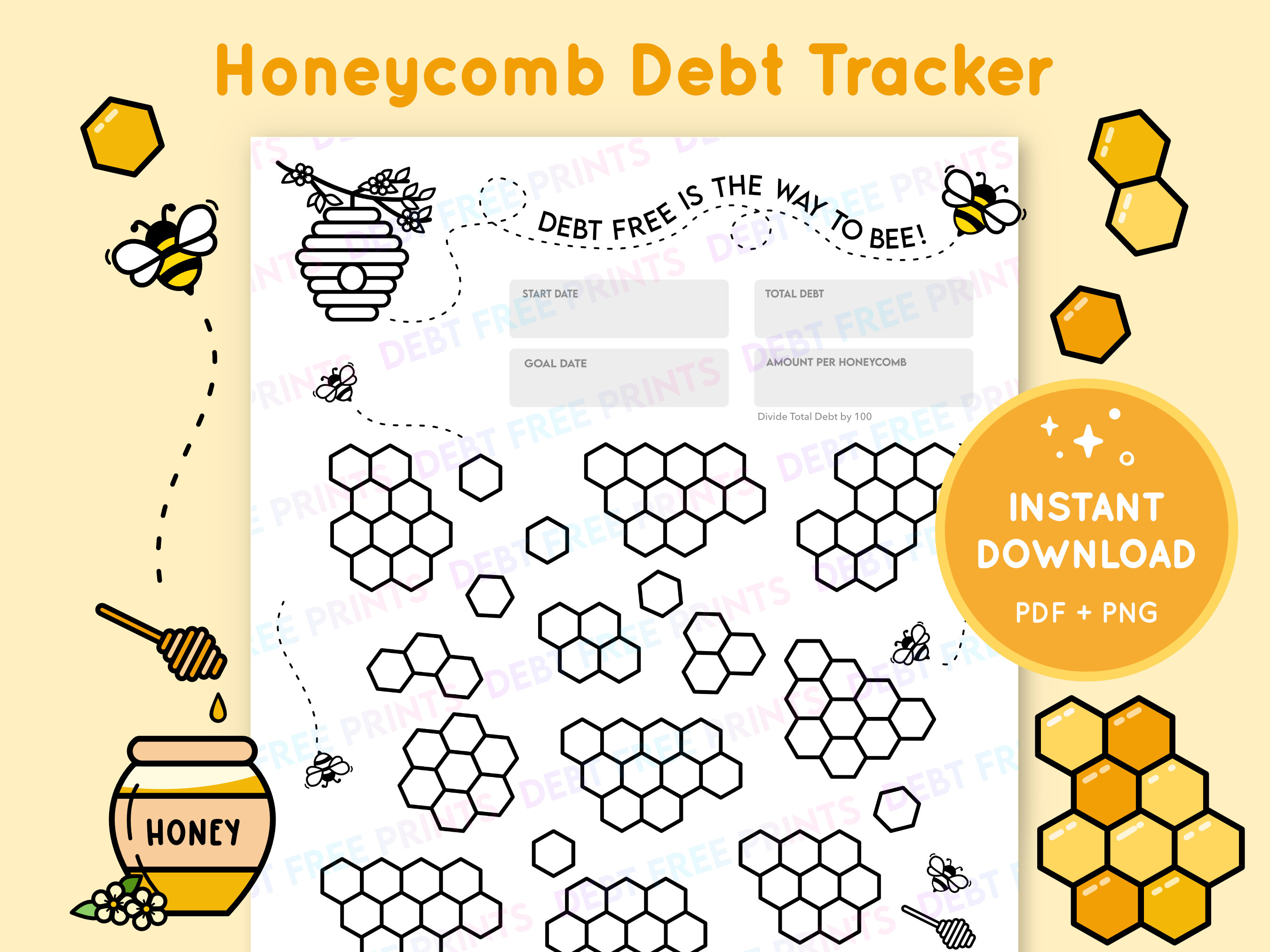 Honeycomb Bee Debt Tracker Digital Download PDF & PNG Printable - Etsy