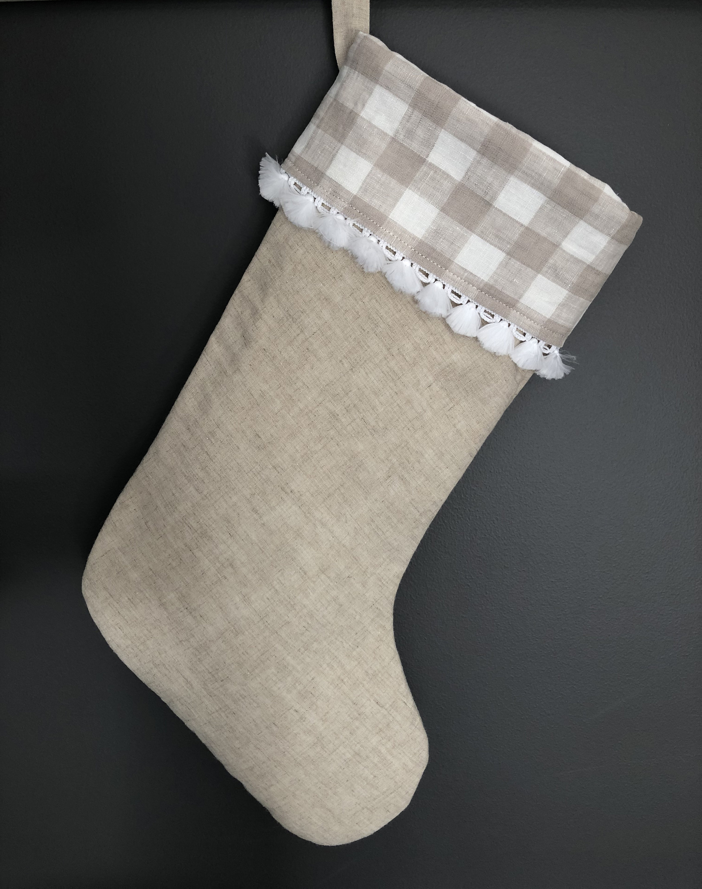 Christmas Stocking 100% Linen Fabric Handmade - Etsy