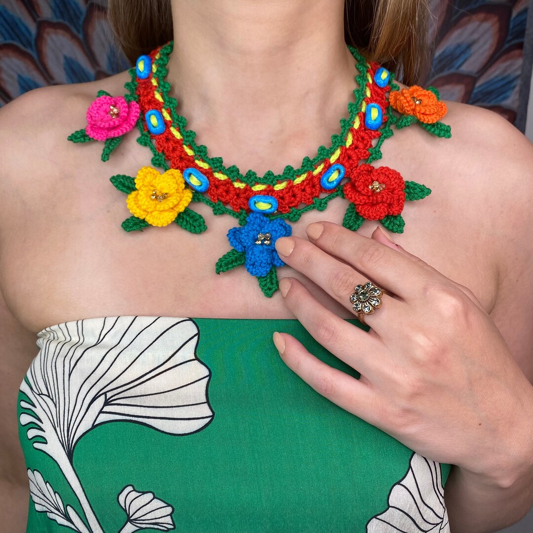 Handmade Spring Necklace With Flowers - Etsy