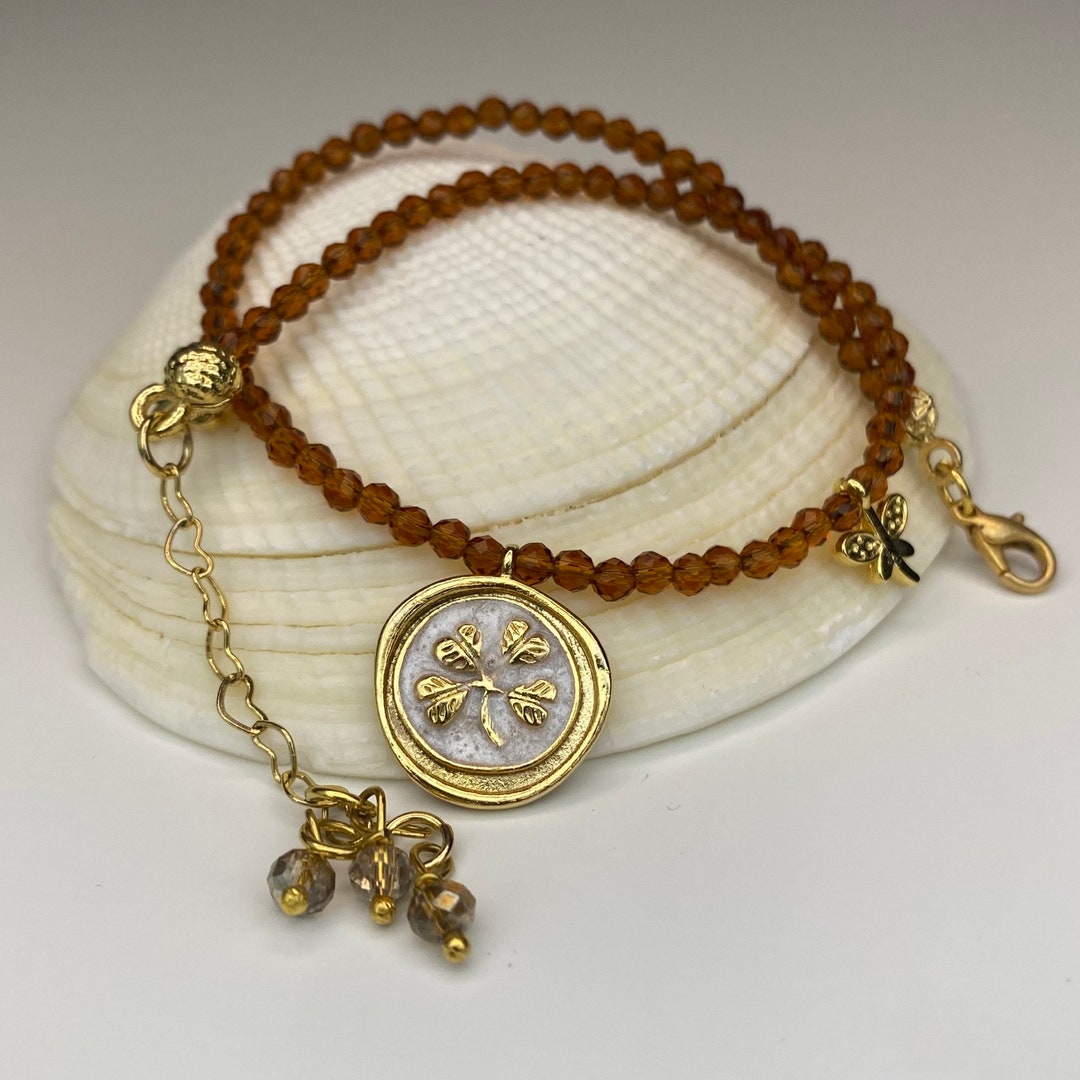 Elegant Brown Crystal-studded Cloverleaf Anklet for Women, Love and ...