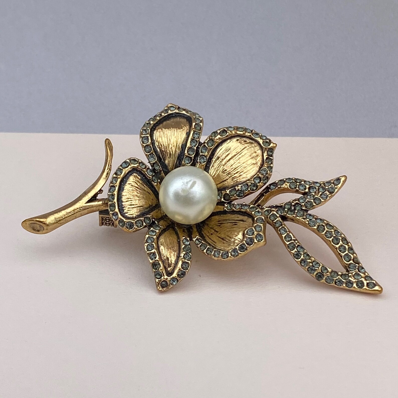 Bronze Enamel Brooch With Gold Love Flower Model - Etsy